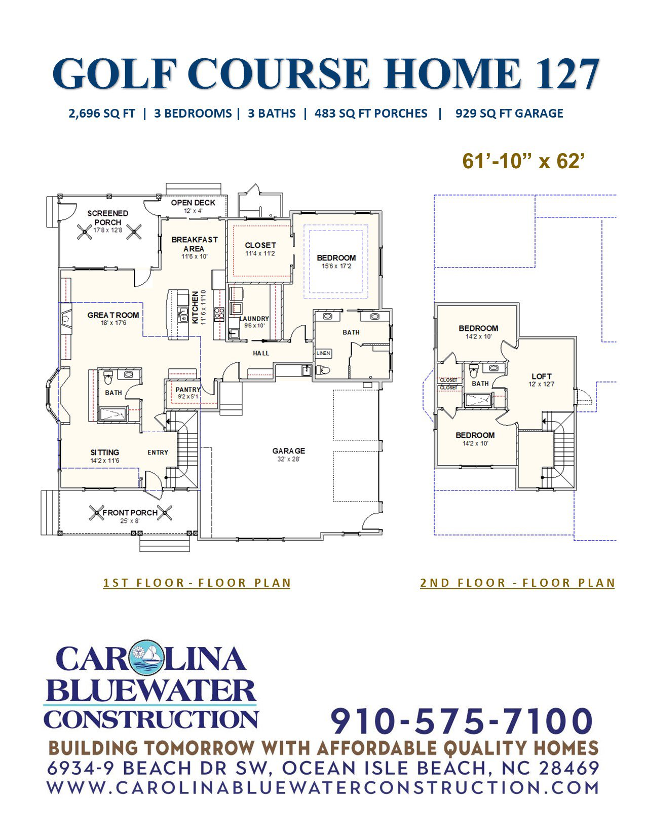 Golf Course Home 127 | Ocean Isle Beach Home Build | Carolina Bluewater ...